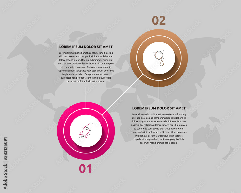 Vector template circle infographics. Business concept with 2 options ...