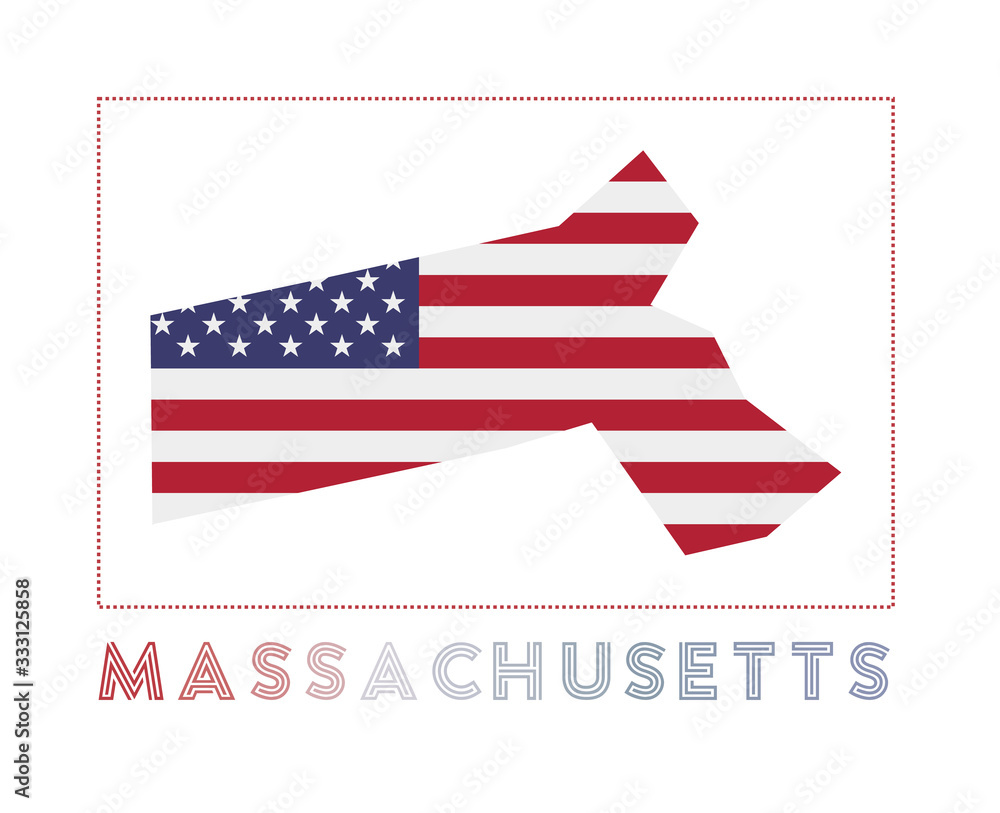 Massachusetts Logo. Map of Massachusetts with us state name and flag ...
