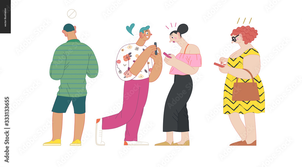 Waiting in line - modern flat vector concept illustration of a young ...