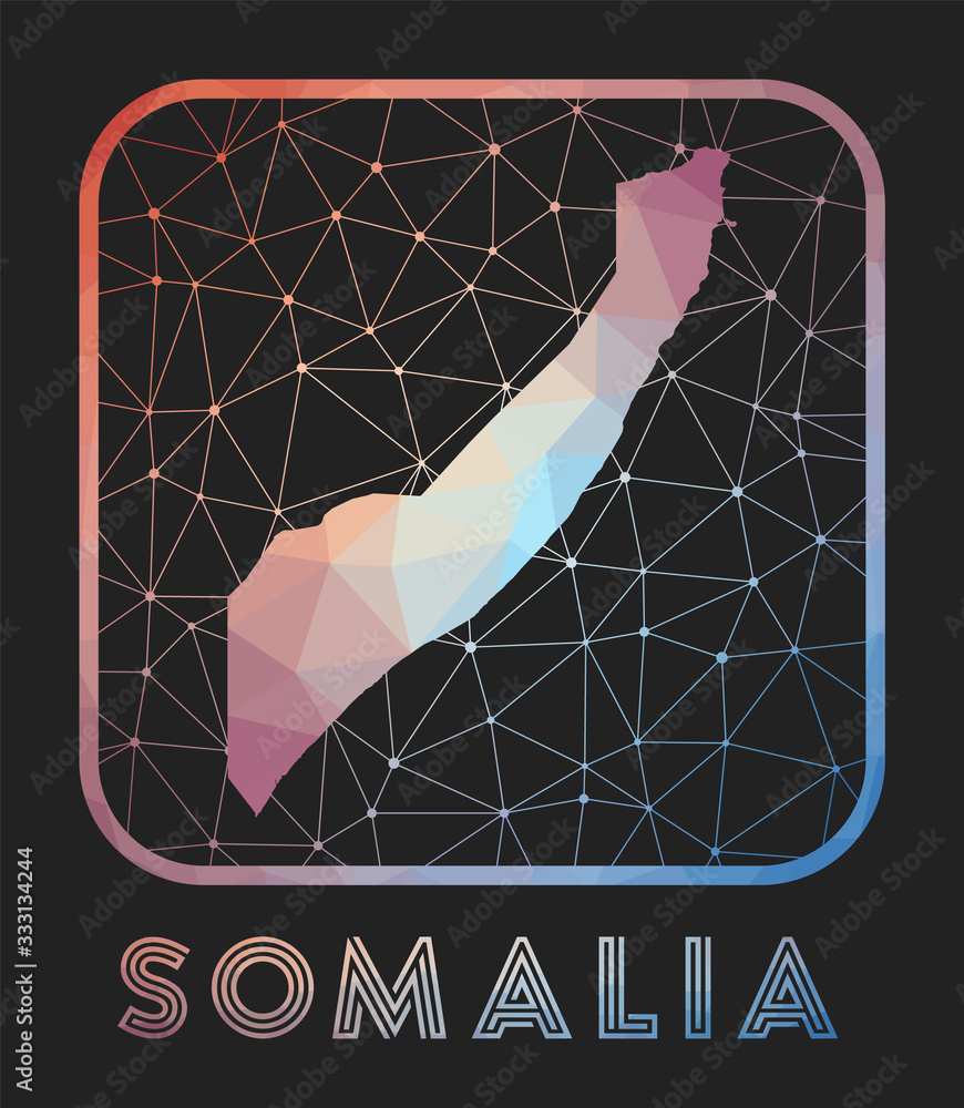 Somalia map design. Vector low poly map of the country. Somalia icon in ...