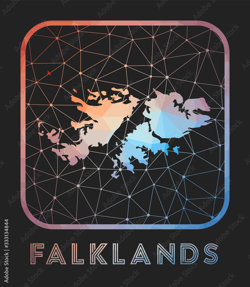 Falklands map design. Vector low poly map of the country. Falklands ...