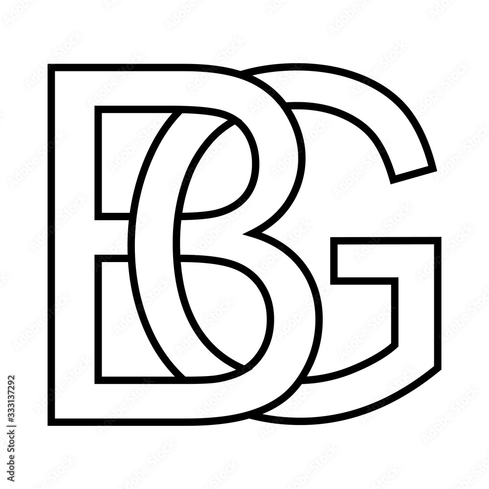 Logo sign bg gb icon sign two interlaced letters b, g vector logo bg ...