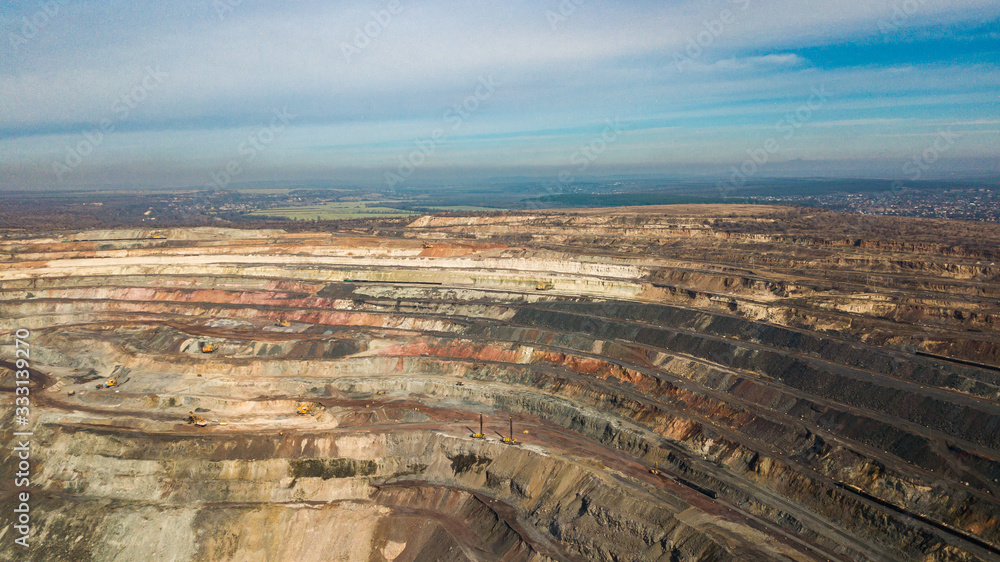 An open-cast mine quarry using an open-pit mining of ore type according ...