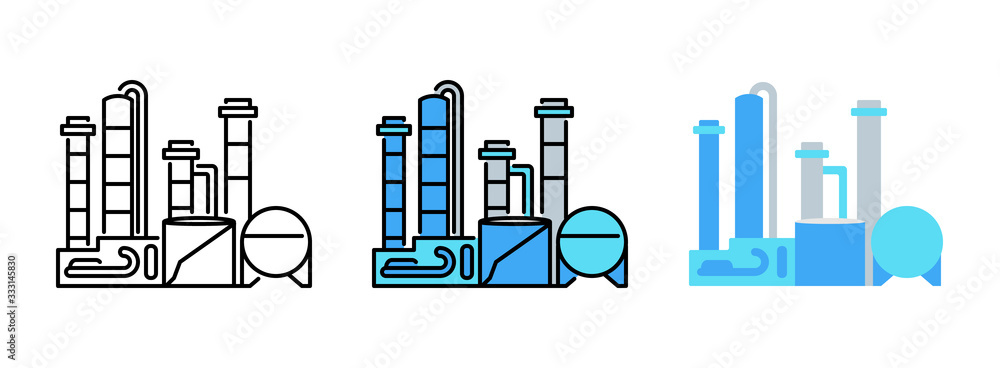 oil refinery icon set isolated on white background for web design Stock ...