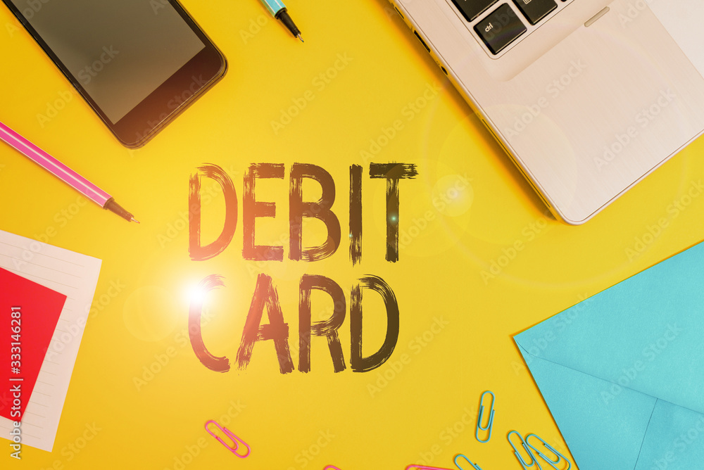 Conceptual hand writing showing Debit Card. Concept meaning card that ...