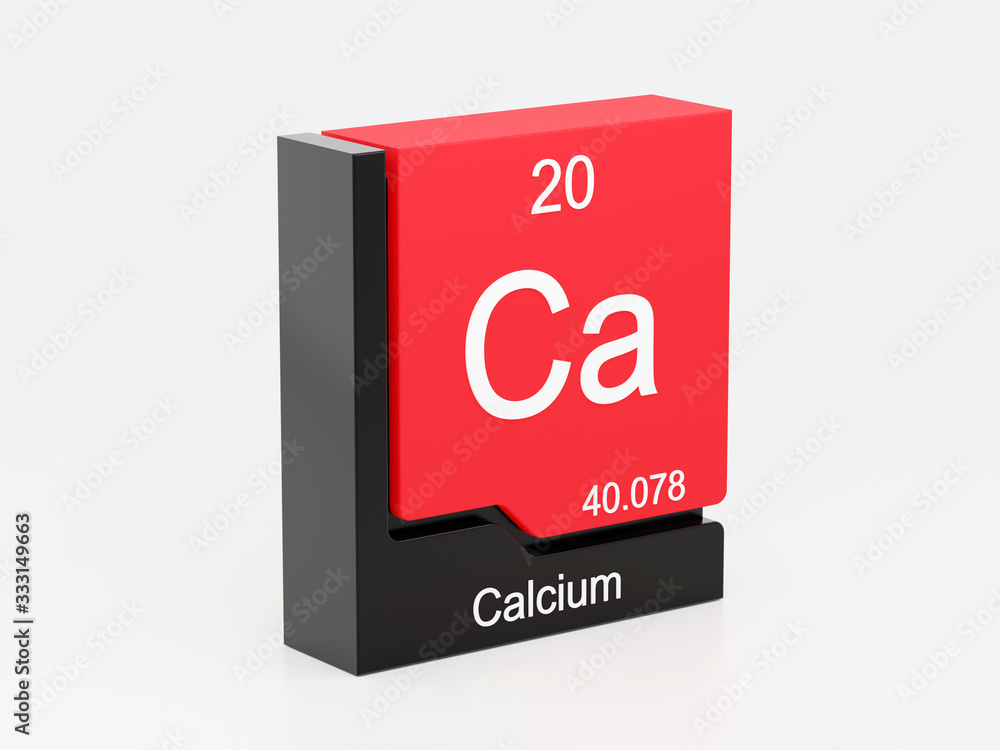 Calcium, periodic table element modern icon series, 3D rendered on ...