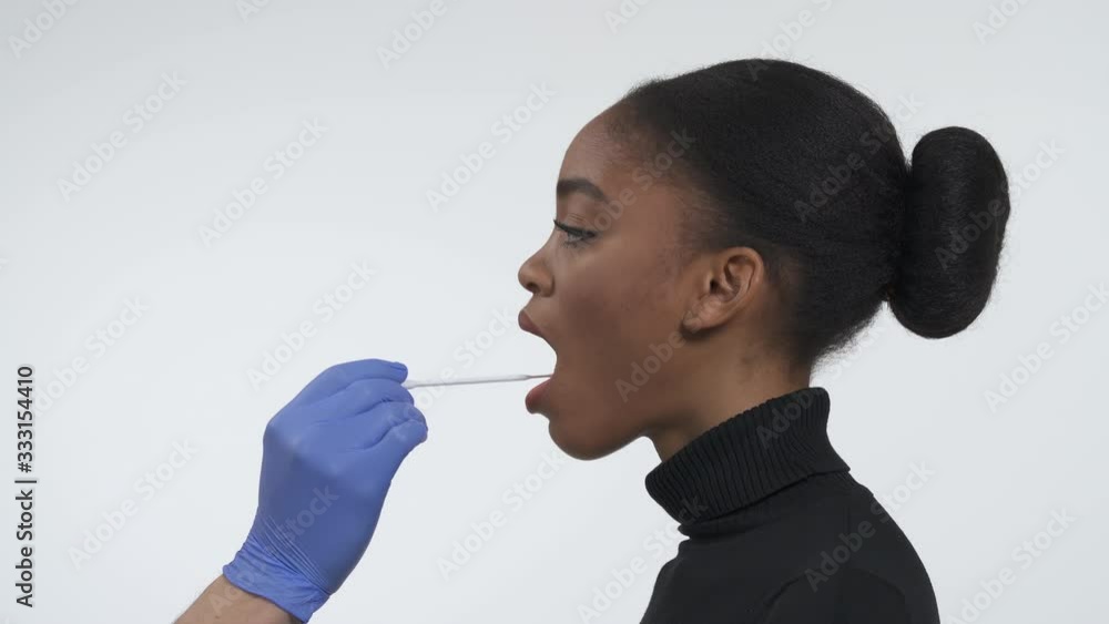 Coronavirus COVID19 buccal swab guidance. Collecting DNA from the cells ...