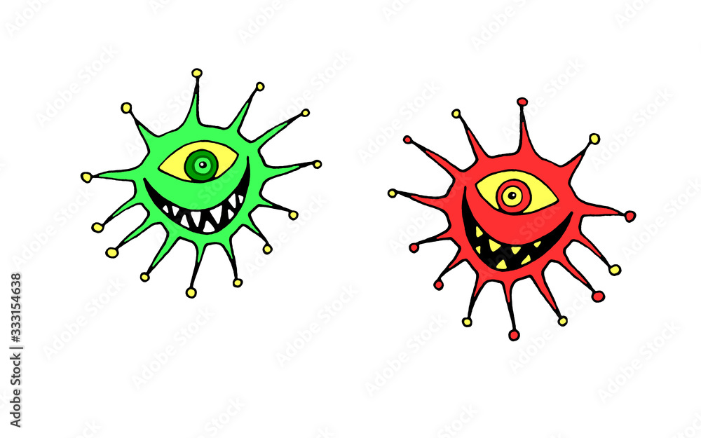 Cartoon virus character illustration. Character icon monster microbe ...