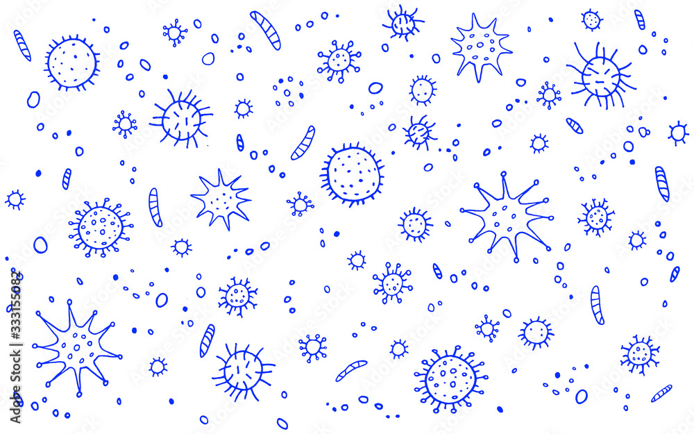 Virus, Coronavirus. Background, pattern, frame with outline Molecules ...