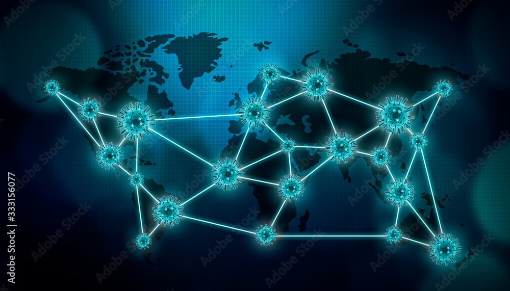 Global generic virus pandemic 3D rendering illustration. Viral or ...