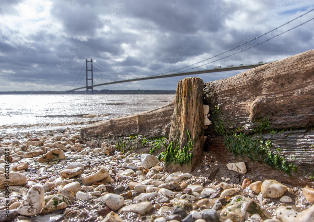 Beach Groin and Bridge Stock Photo | Adobe Stock