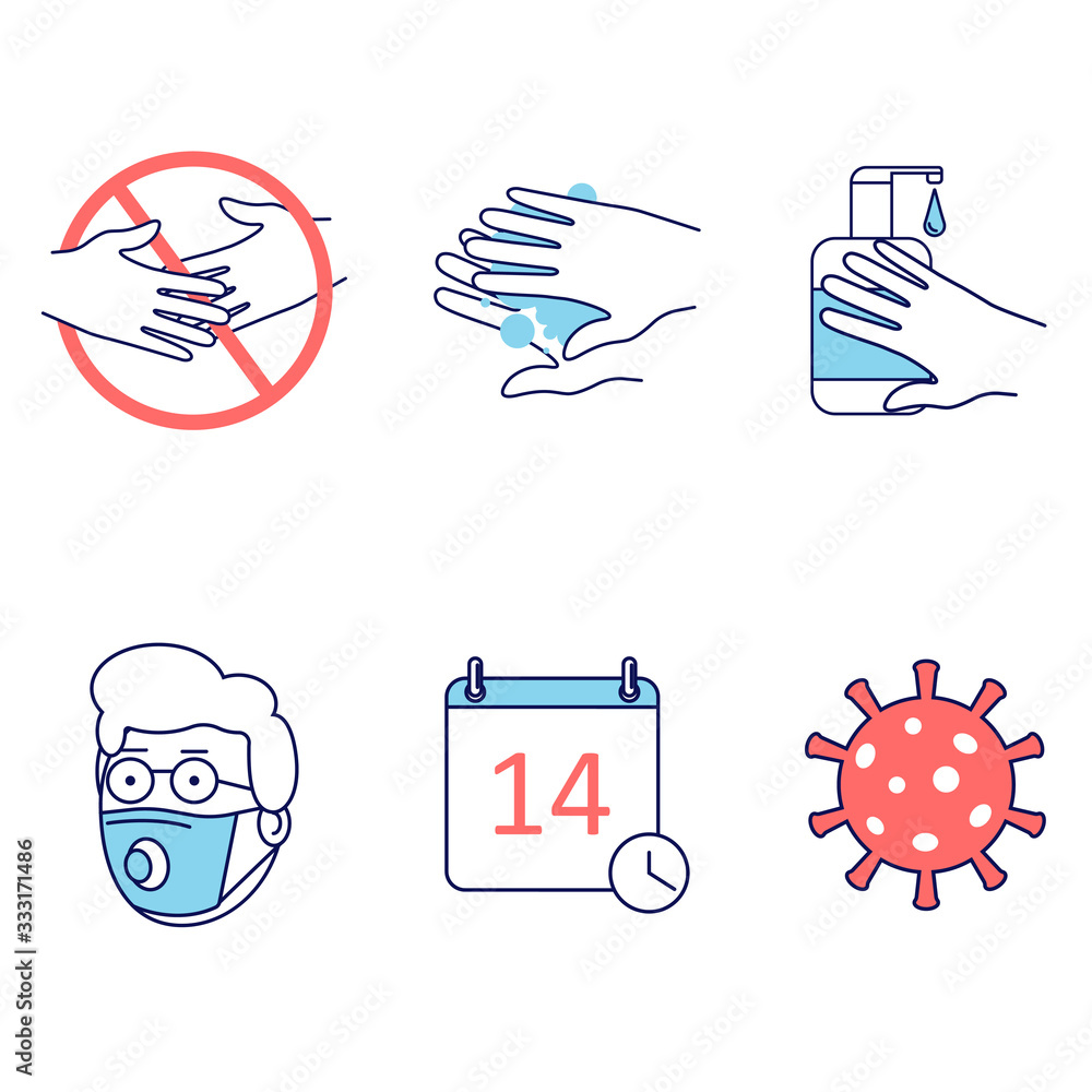 Coronavirus icons. Handwashing instruction. Hand hygiene. Methods of ...