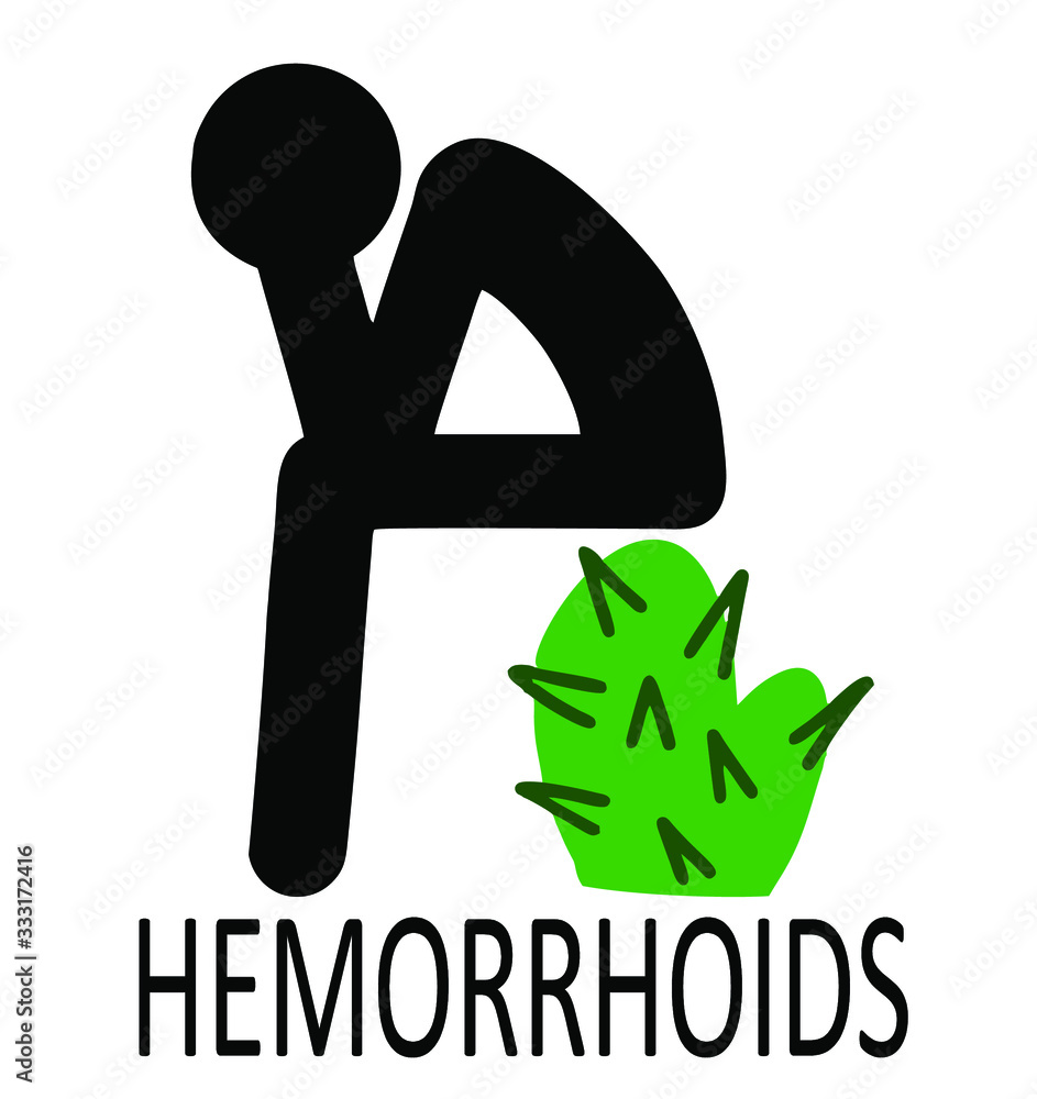 Hemorrhoids vector concept cartoon illustration with man and cactus ...
