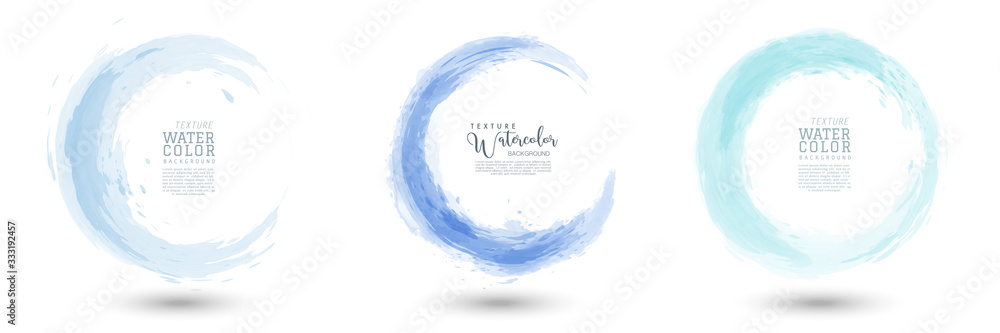 Circle splash with pastel blue watercolor set Stock Vector | Adobe Stock