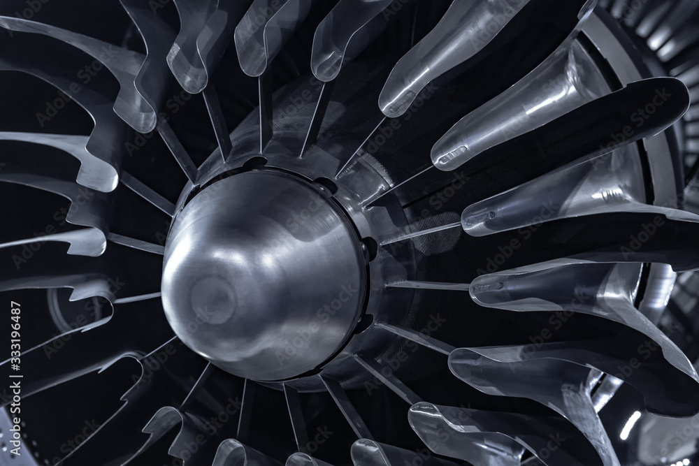 Turbine Engine. Aviation Technologies. Aircraft jet engine detail ...