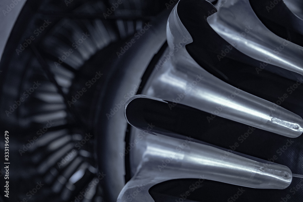 Turbine Engine. Aviation Technologies. Aircraft jet engine detail ...