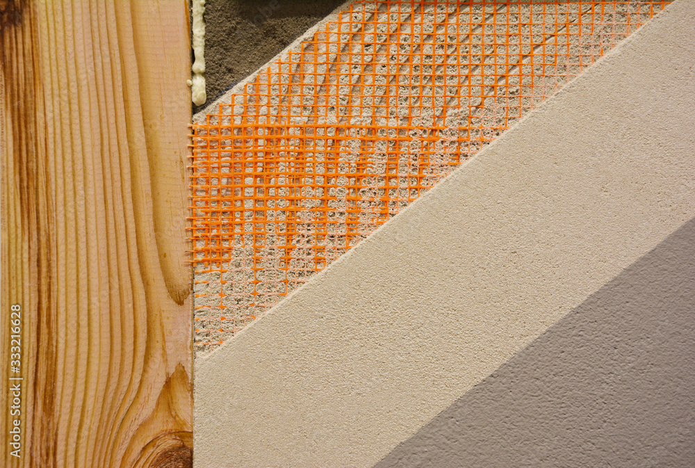 Example of the wall finishing showing all the layers: thin-layer ...