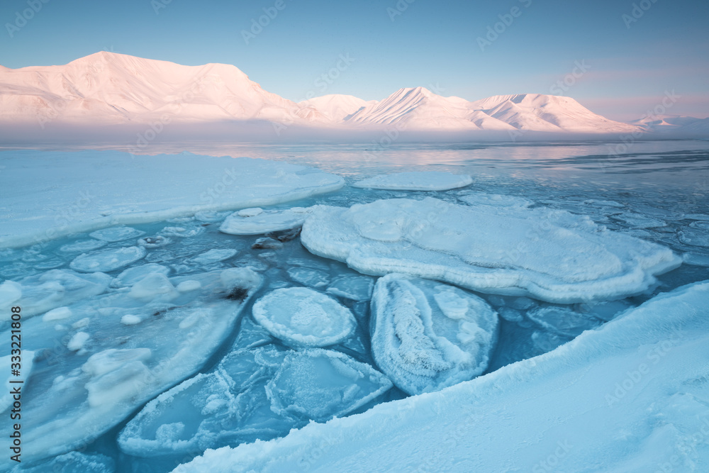 Norway landscape ice nature of the glacier mountains of Spitsbergen ...
