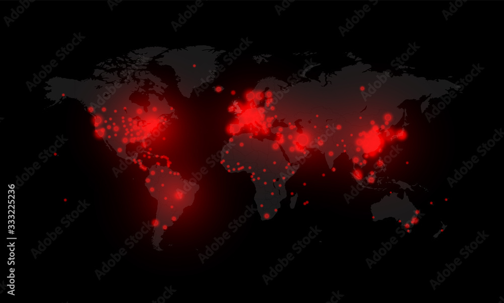 Map of the spread of the covid-19 virus by countries, vector ...