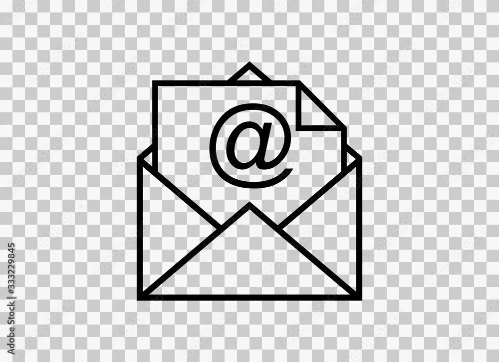 Envelope mail with transparent background. Email in a flat style ...