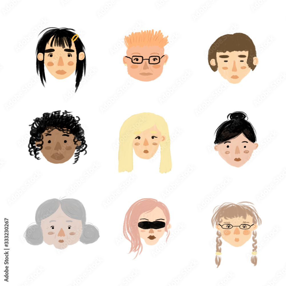 Women are international and interracial. Set of female portraits ...