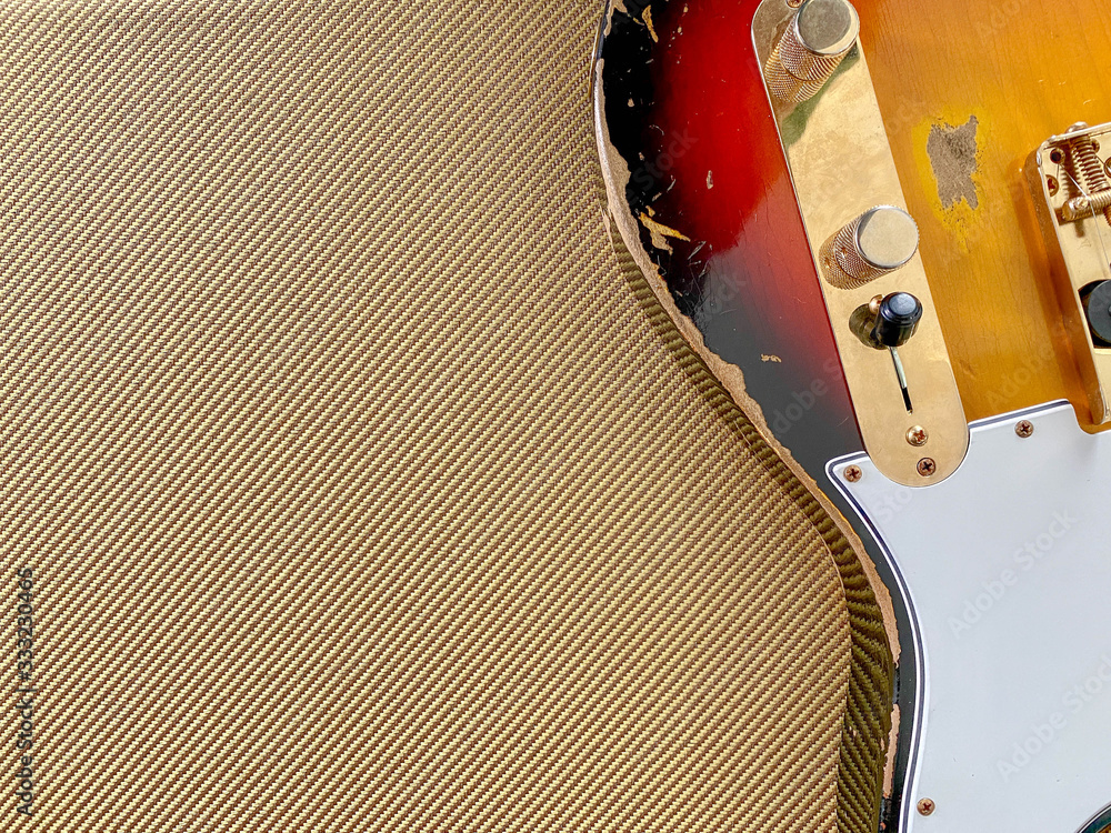 Sunburst relic electric guitar made from a genuine Alder wood on Tweed ...