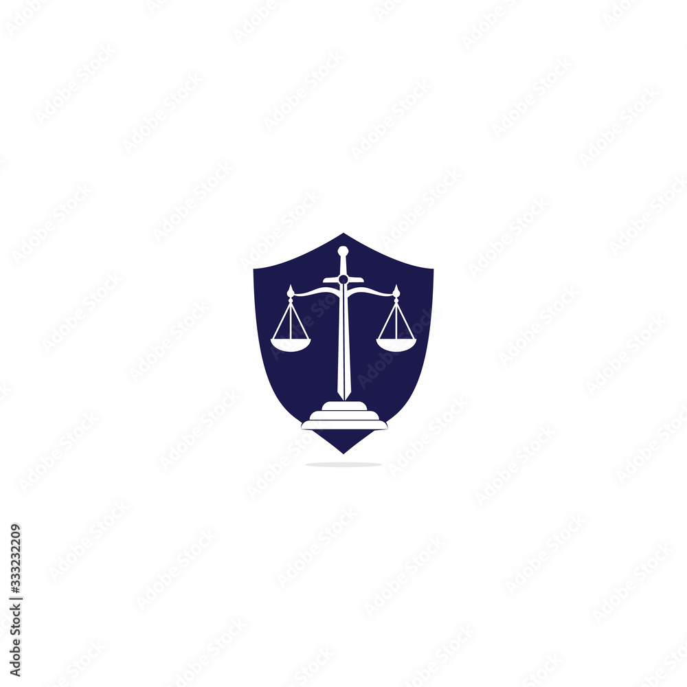 Law and Attorney shield shape concept Logo Design. Law firm and office ...