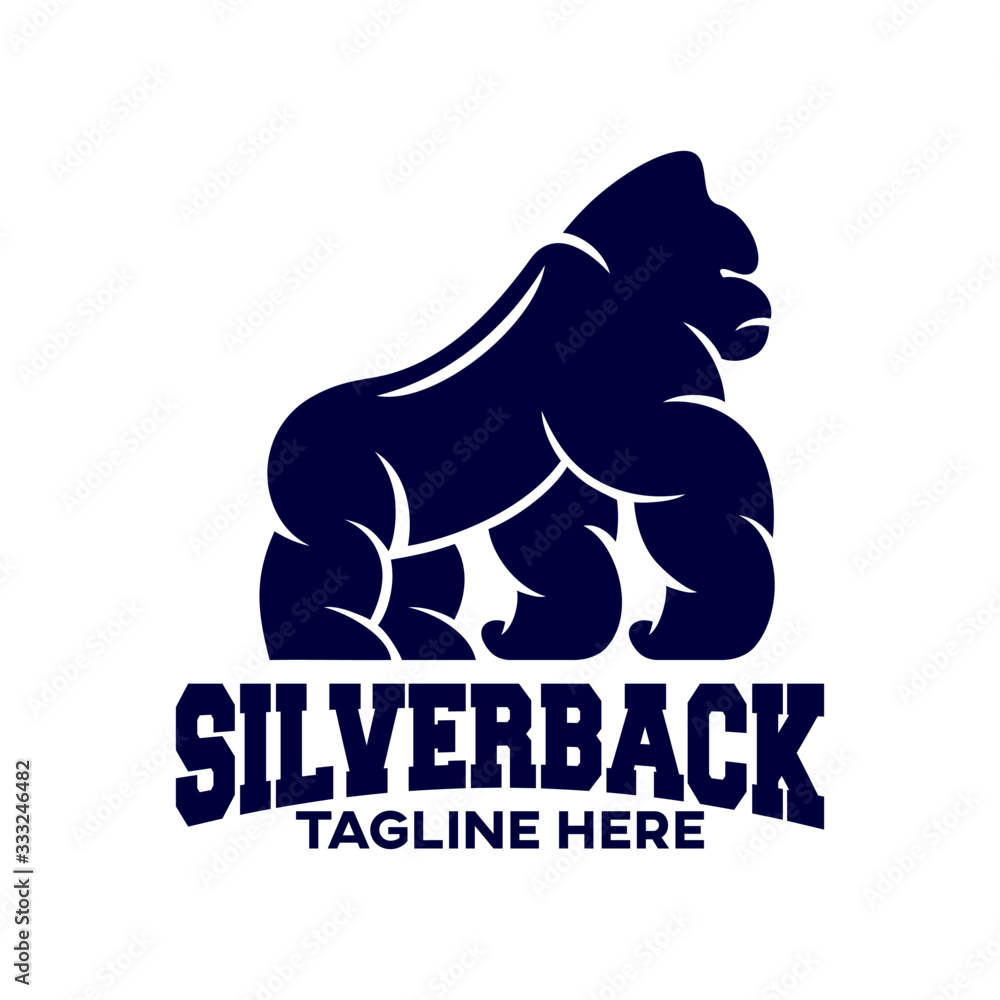 Modern silverback gorilla mascot logo.Vector illustration. Stock Vector ...
