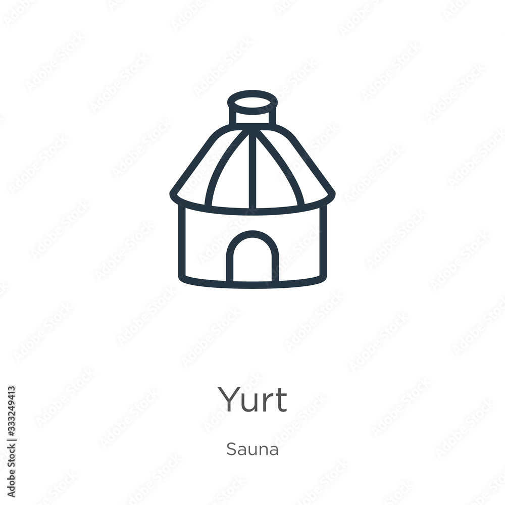 Yurt icon. Thin linear yurt outline icon isolated on white background ...
