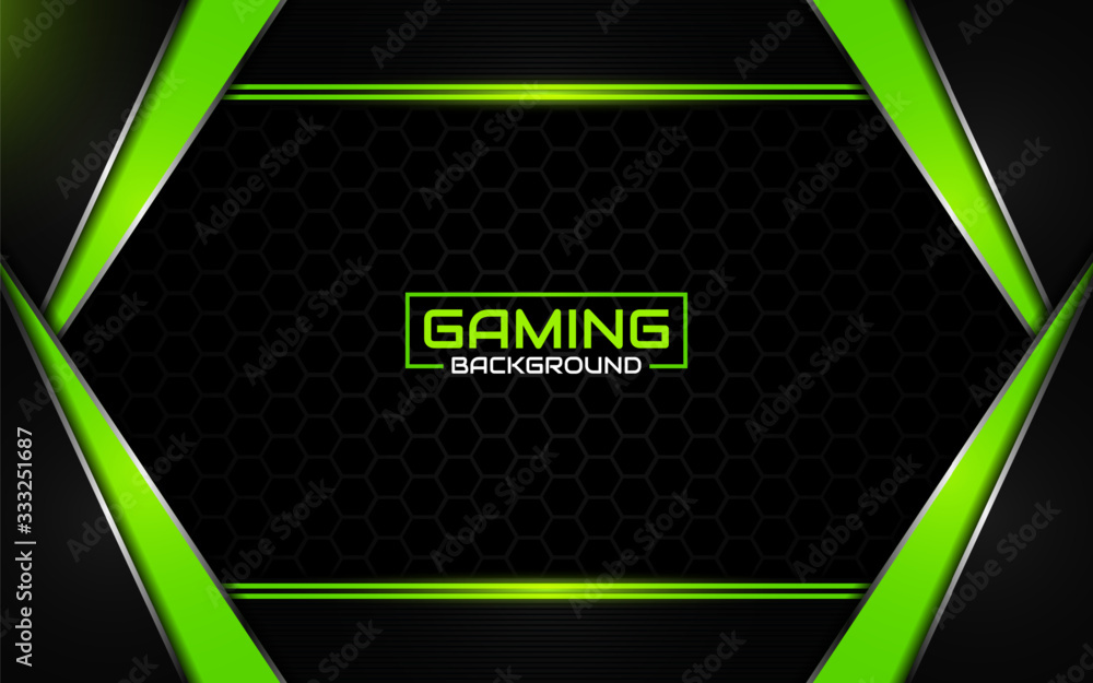 Abstract futuristic black and green gaming background with modern ...