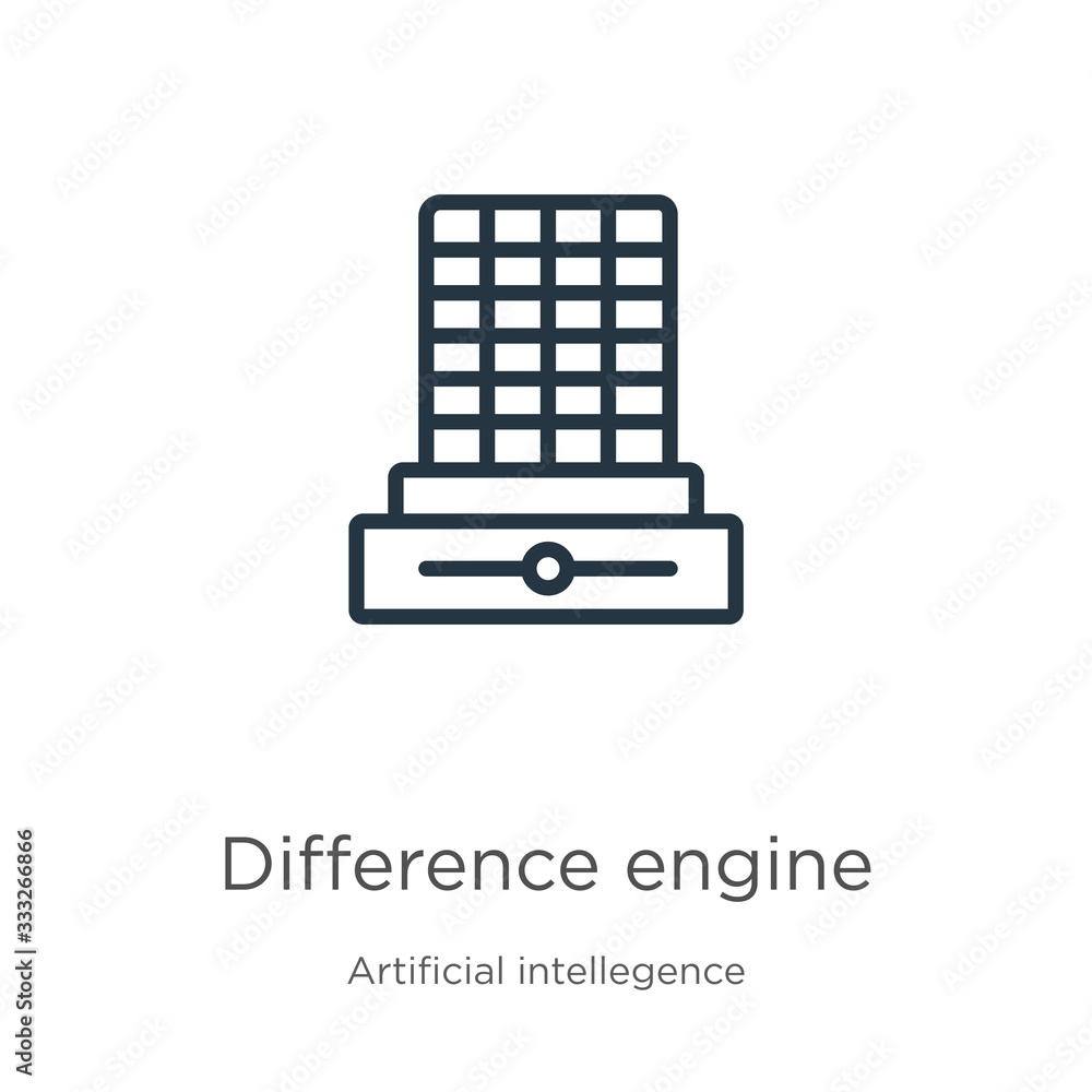Difference engine icon. Thin linear difference engine outline icon ...