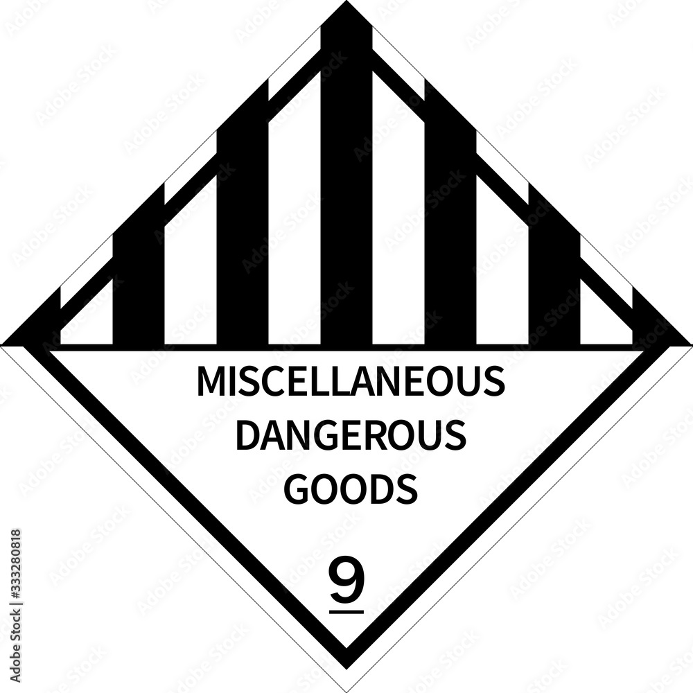 Miscellaneous Dangerous goods sign. Placards class 9. Perfect for ...