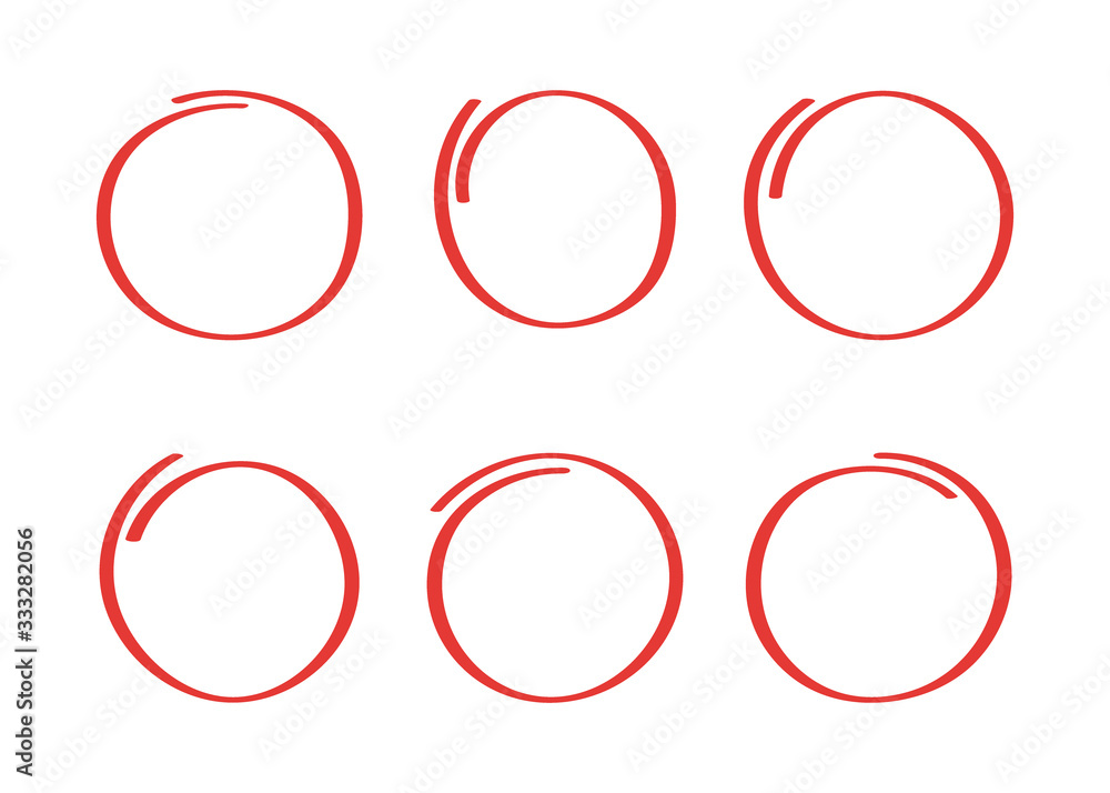 Super set hand drawn highlight circle isolated on white background ...