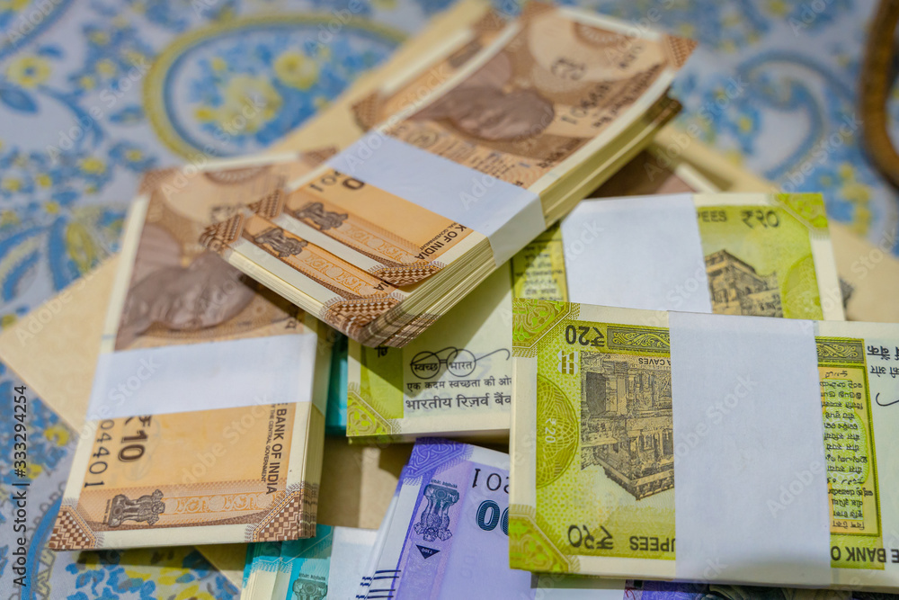 Collection of the Indian currency banknotes Stock Photo | Adobe Stock