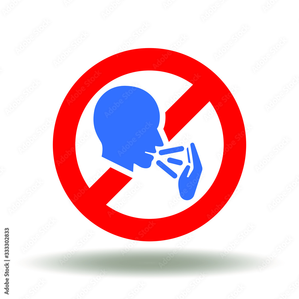 Stop cough in wrist hand icon vector. Prohibition wrong coughing logo ...
