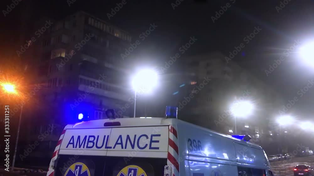 ambulance lights flicker at night Stock Video | Adobe Stock