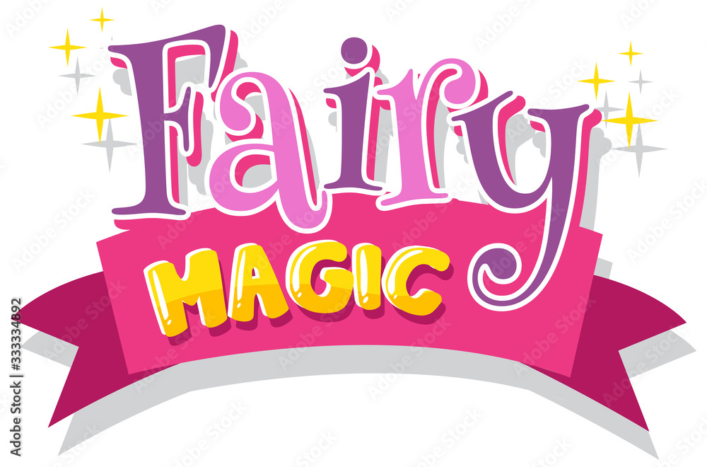 Font design for word fairy magic in pink color Stock Vector | Adobe Stock