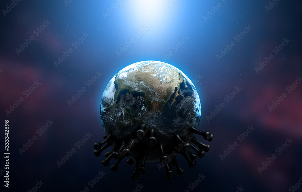 COVID-19, Corona disease infection medical illustration. Concept earth ...