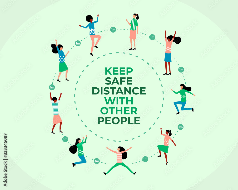 Social and physical distancing, keep safe distance with other people to ...