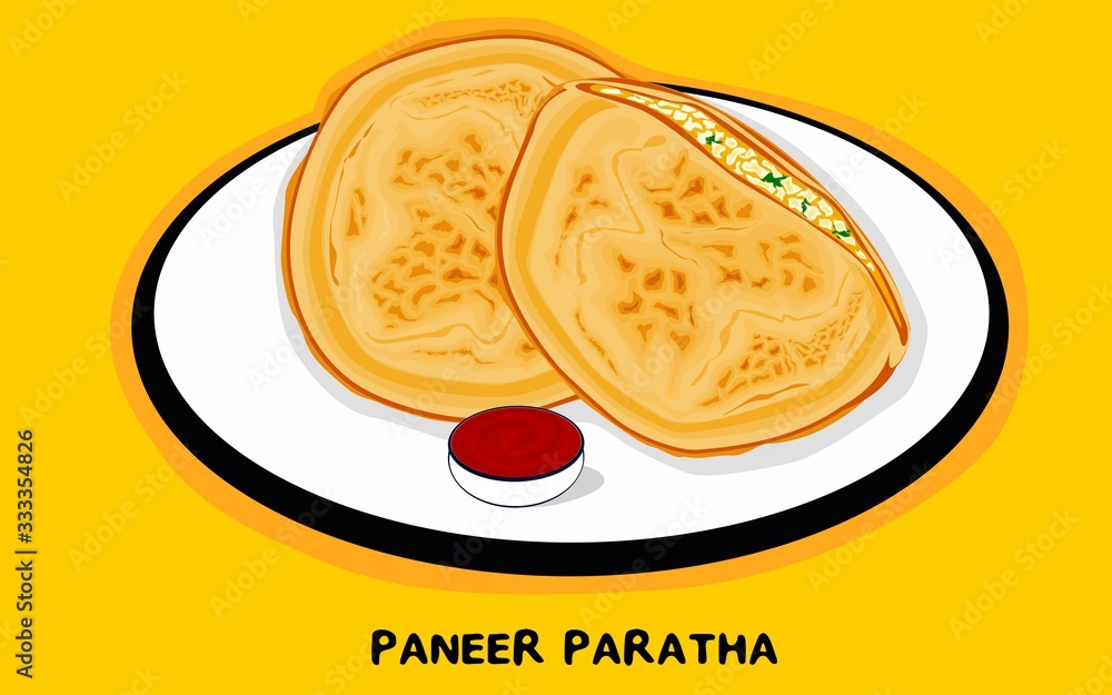 Paneer Paratha indian Street Food Vector Stock Vector | Adobe Stock