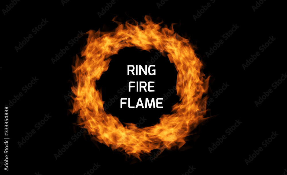 Fire Ring, Ring of fire in black background Fire circle realistic ...