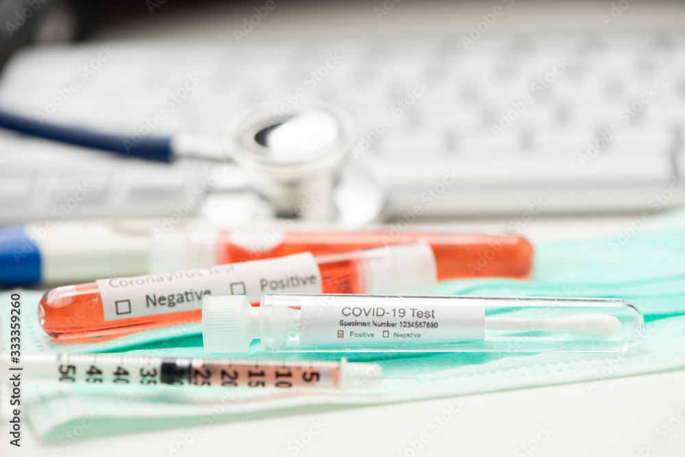 Blood test for COVID-19. Examination of a blood sample for the presence ...