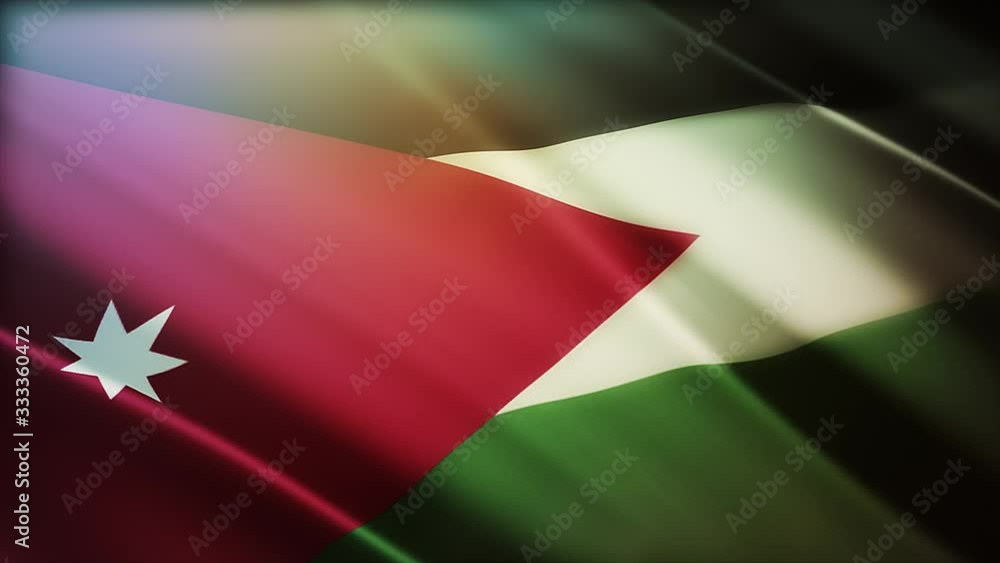 4k Jordan National flag slow seamless loop waving with visible wrinkles ...
