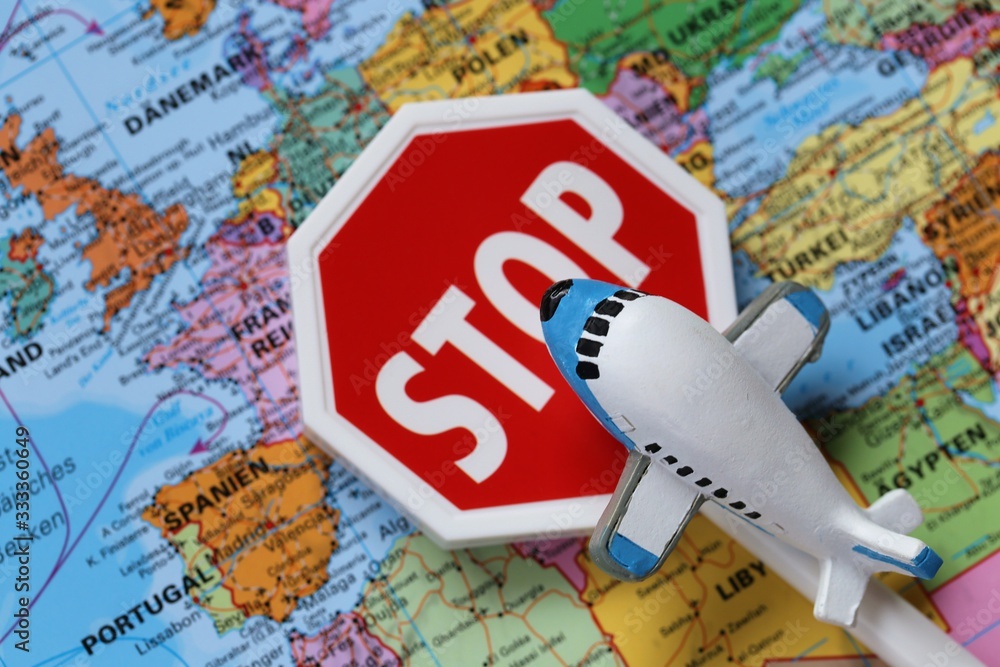 Airplane Traffic Limitations. Air traffic stopped.Air travel prohibited ...