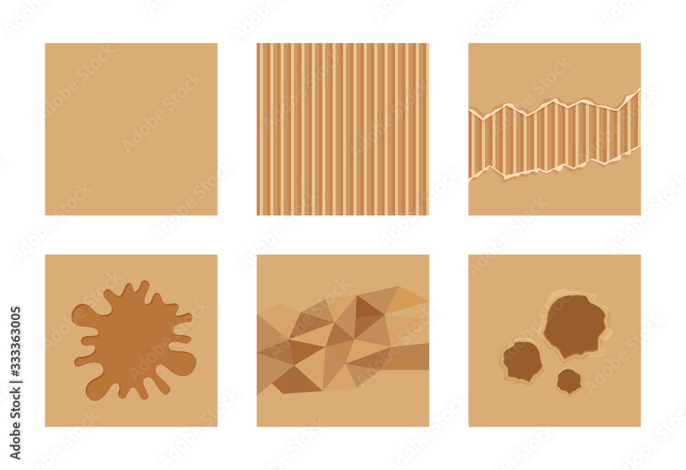 corrugated box textured set of (paper torn, wet corrugated, cardboard ...