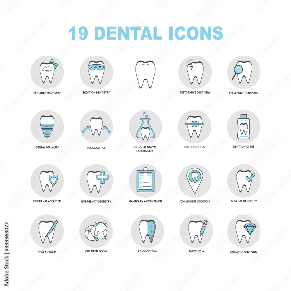 dentistry. icons for dentistry.medicine. tooth icons Stock Vector ...