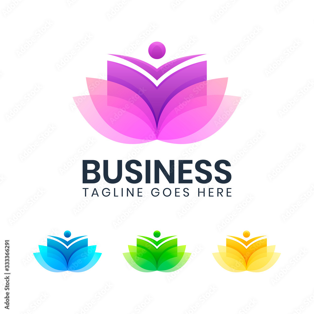 Elegant lotus book people logo Stock Vector | Adobe Stock