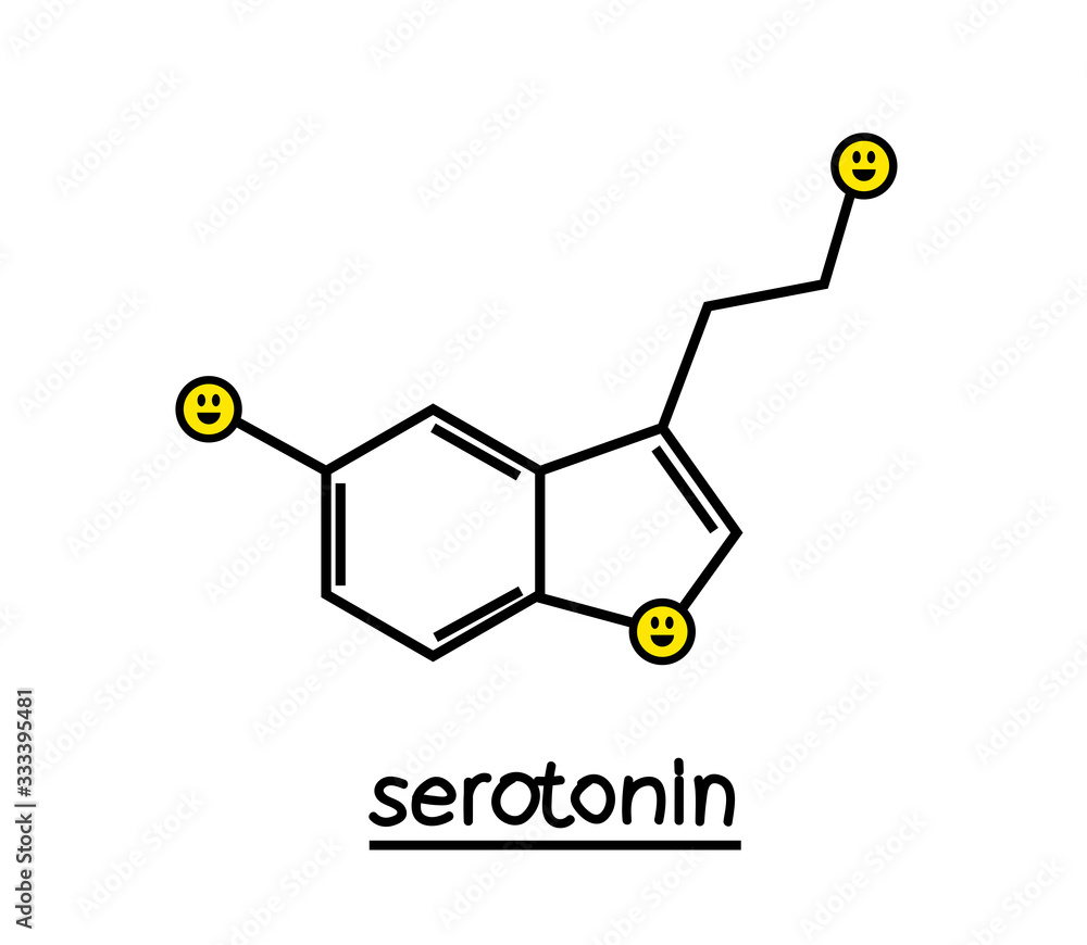 Formula of serotonin on a white background. Hormone of joy. Vector ...