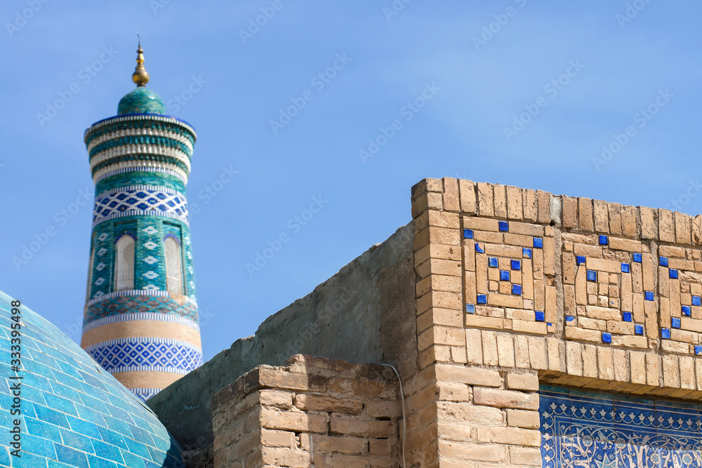 Islam Khoja Minaret (symbol of the city). Khiva, Uzbekistan, Central ...
