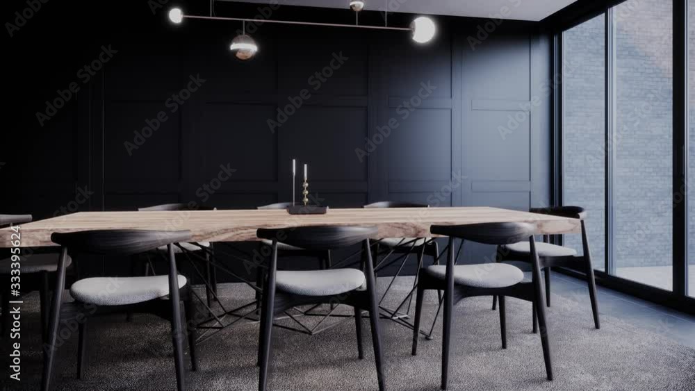 dining room interior design, modern style cafe, rotating shot, video ...